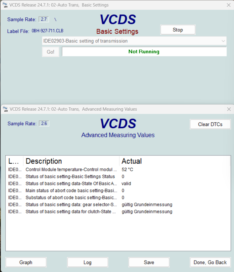 Impossible to reset basic settings on DSG gearbox DQ500 | Ross-Tech Forums
